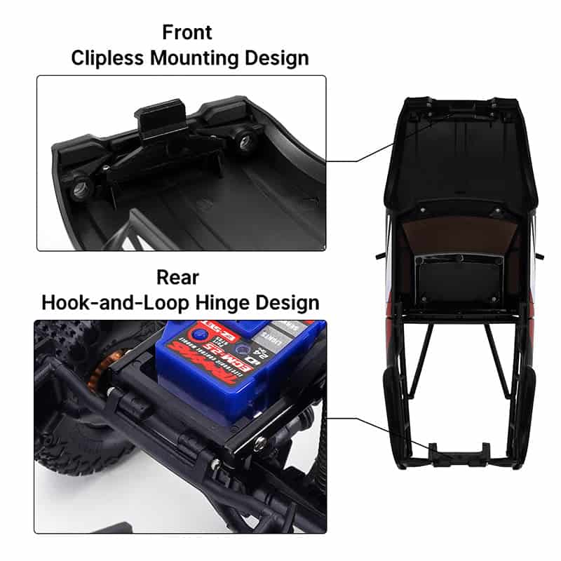 INJORA IR60 Pickup Hard Body with Bed Rack for 1/18 Traxxas TRX4M Defe ...